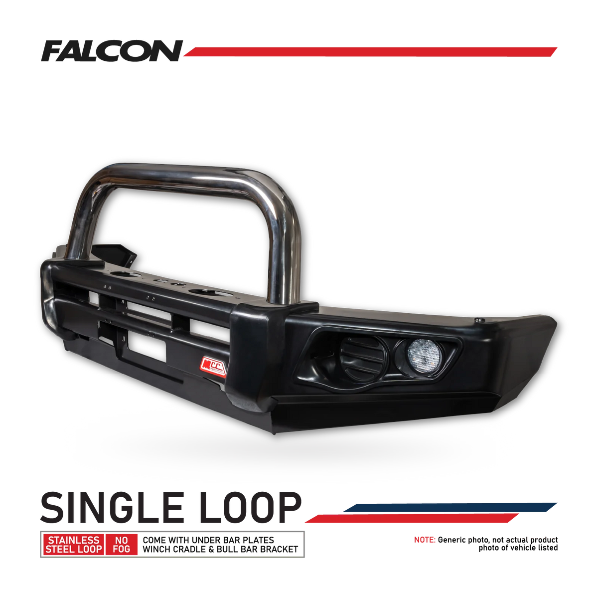 Toyota Hilux 1997-2004 707-01 Falcon Bull Bar Single Black Loop Packag ...