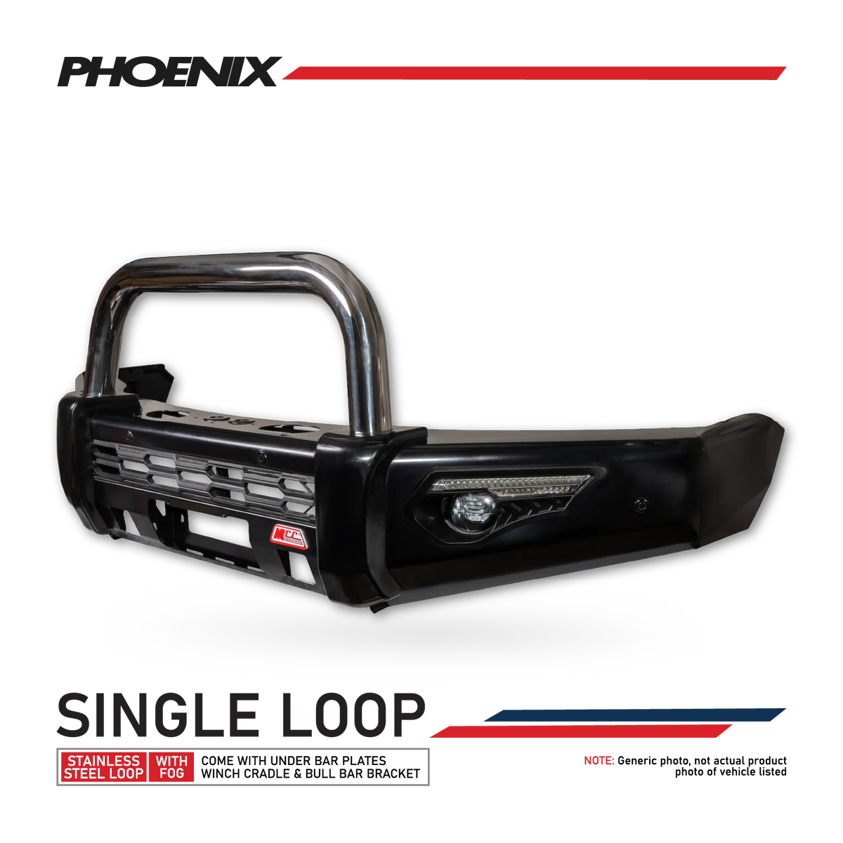 Triton MQ 2015-2019 808-01 Phoenix Bull Bar Single Stainless Loop Pack ...