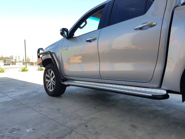 Hilux 2016-Current 039BSR808 Side Step and Rail Package (Chrome Step P ...