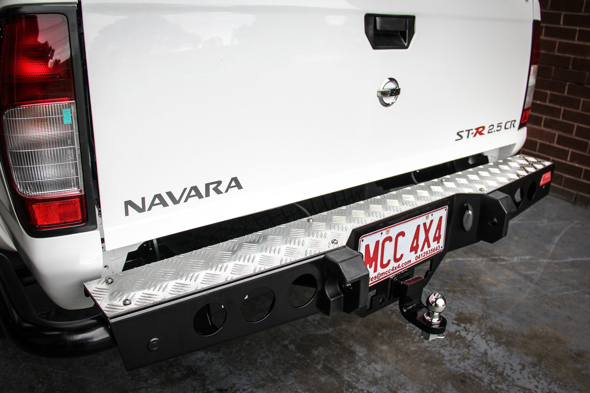 Navara D22 1997-2015 022-03 Jack Rear Bar with Chrome Step Plate Packa ...